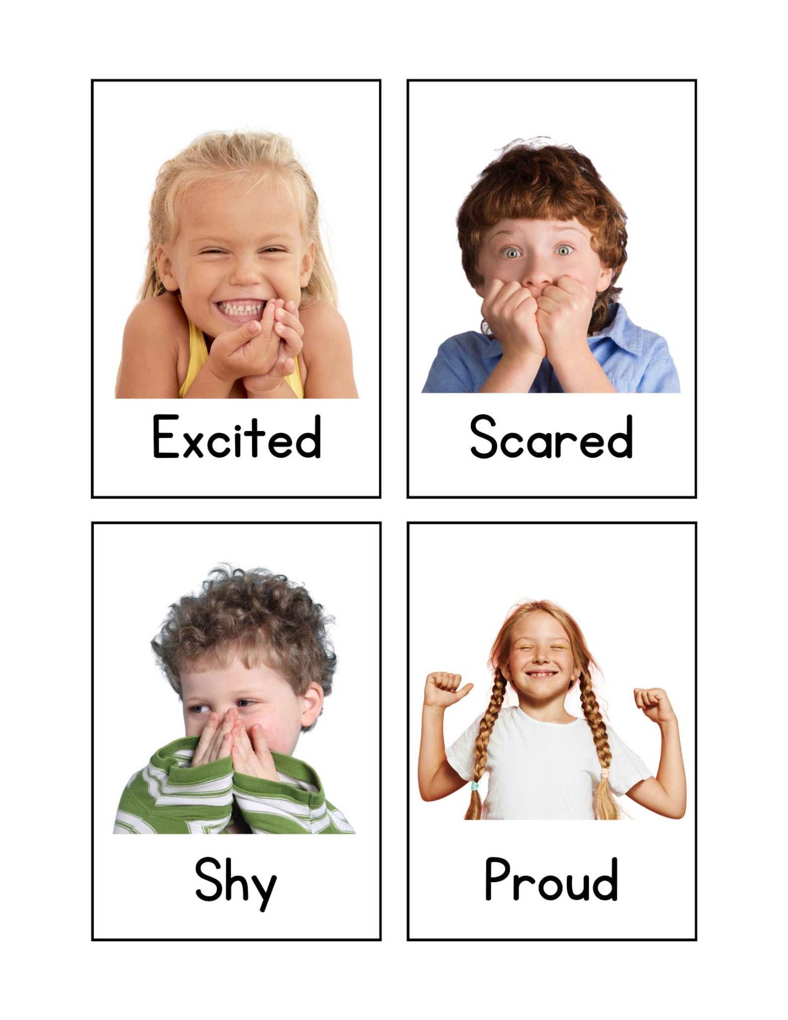 28 Photo Emotions Flashcards, Printable Feelings Flash Cards, Real ...