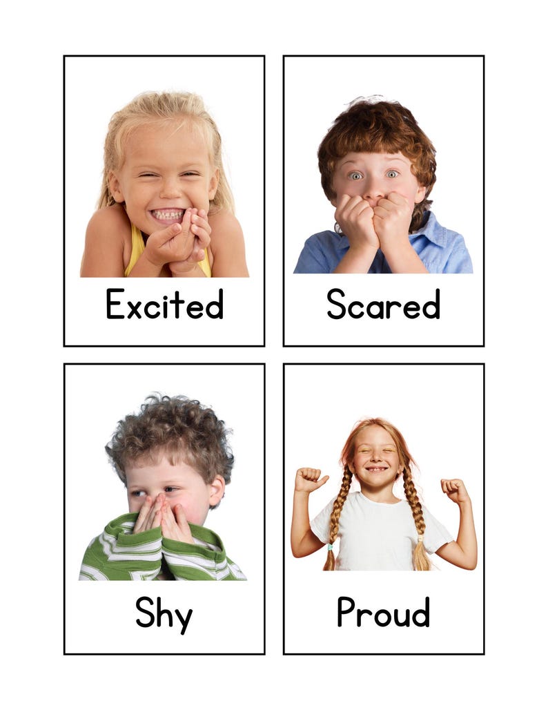 28 Photo Emotions Flashcards, Printable Feelings Flash Cards, Real ...
