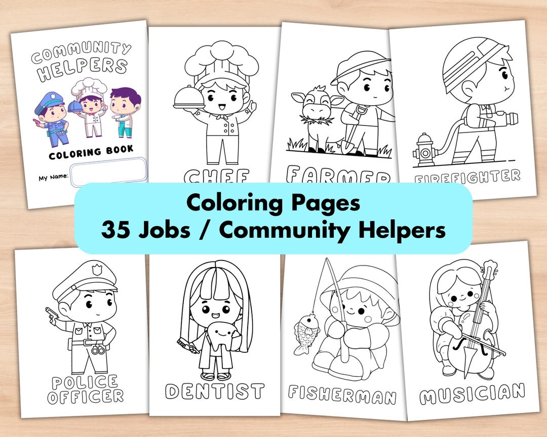 35 Community Helpers Coloring Page, Job Career Day Coloring Book ...