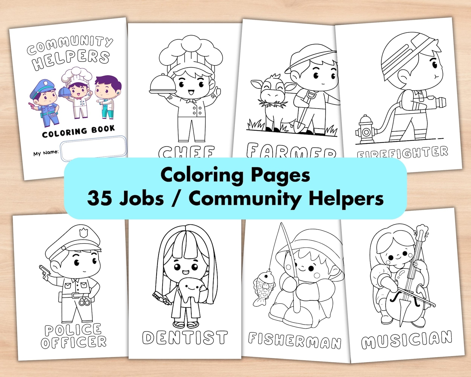 35 Community Helpers Coloring Page, Job Career Day Coloring Book ...