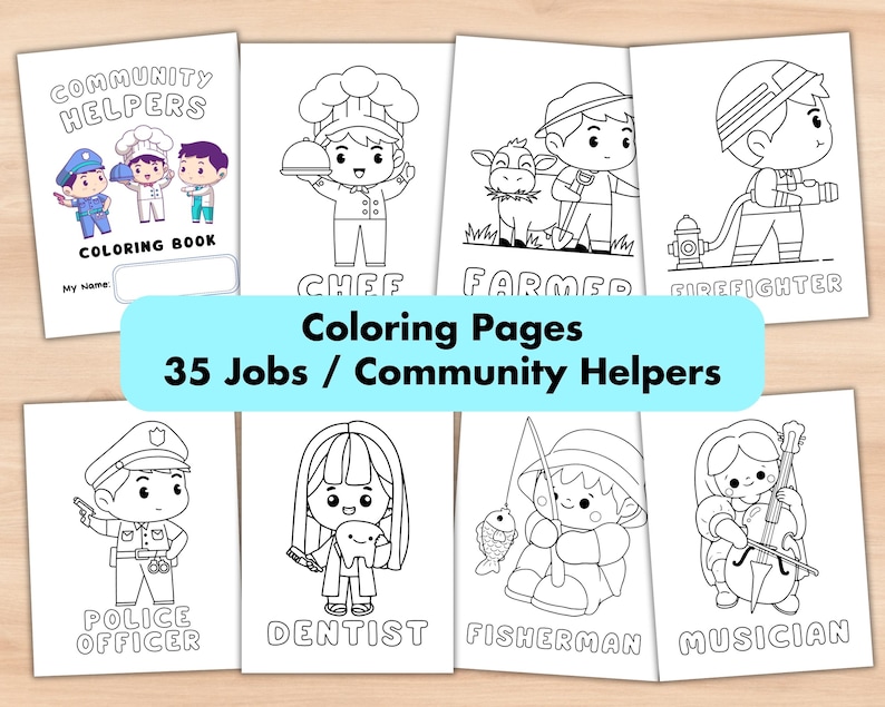 35 Community Helpers Coloring Page, Job Career Day Coloring Book ...