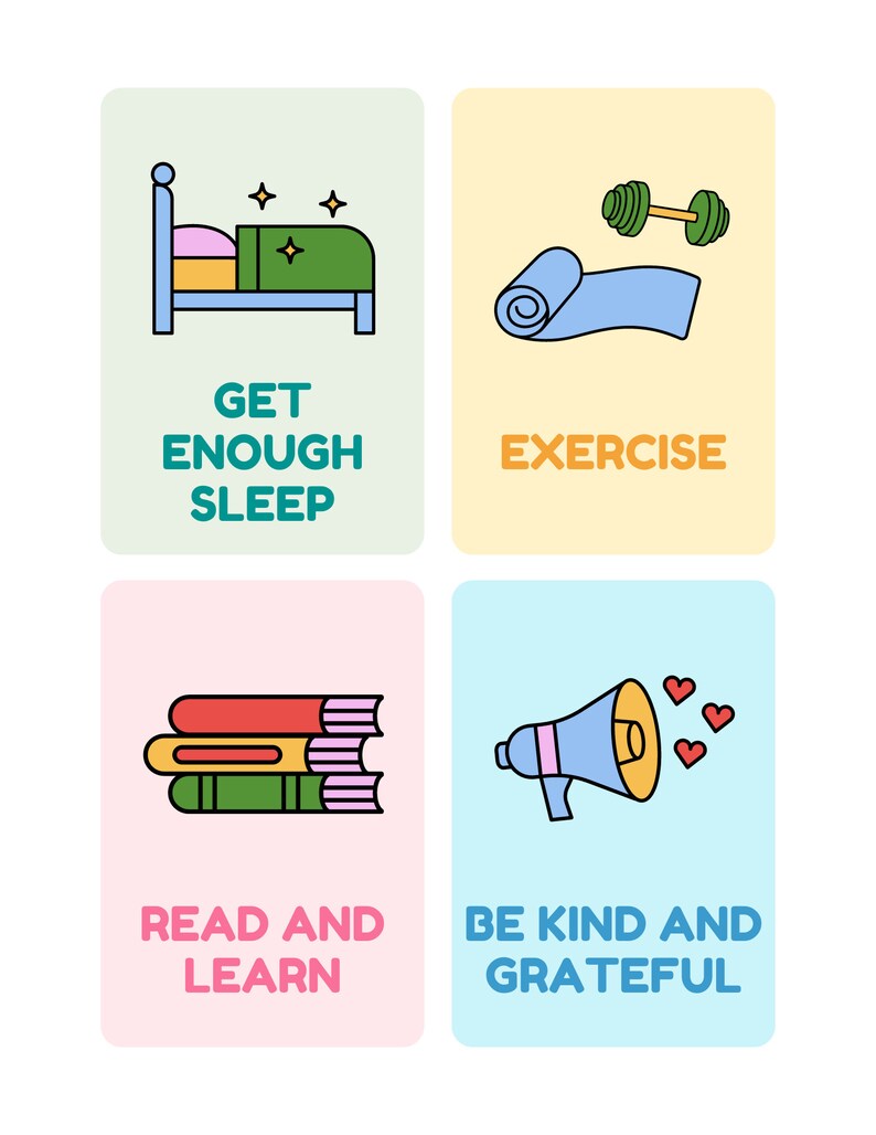 16 Healthy Habits Lifestyle Flashcards, Printable Montessori Flash ...