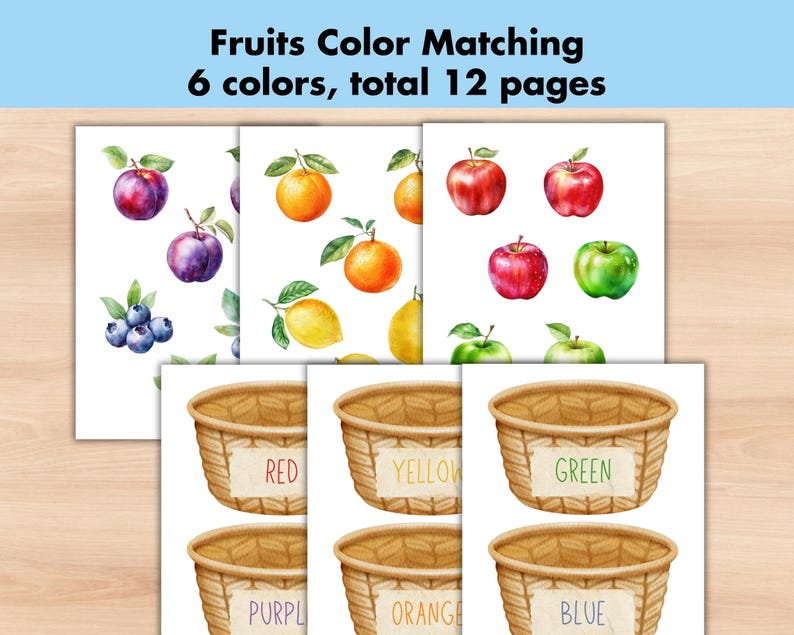 Fruits Color Matching Game, Toddler Montessori Sorting Activity Busy ...
