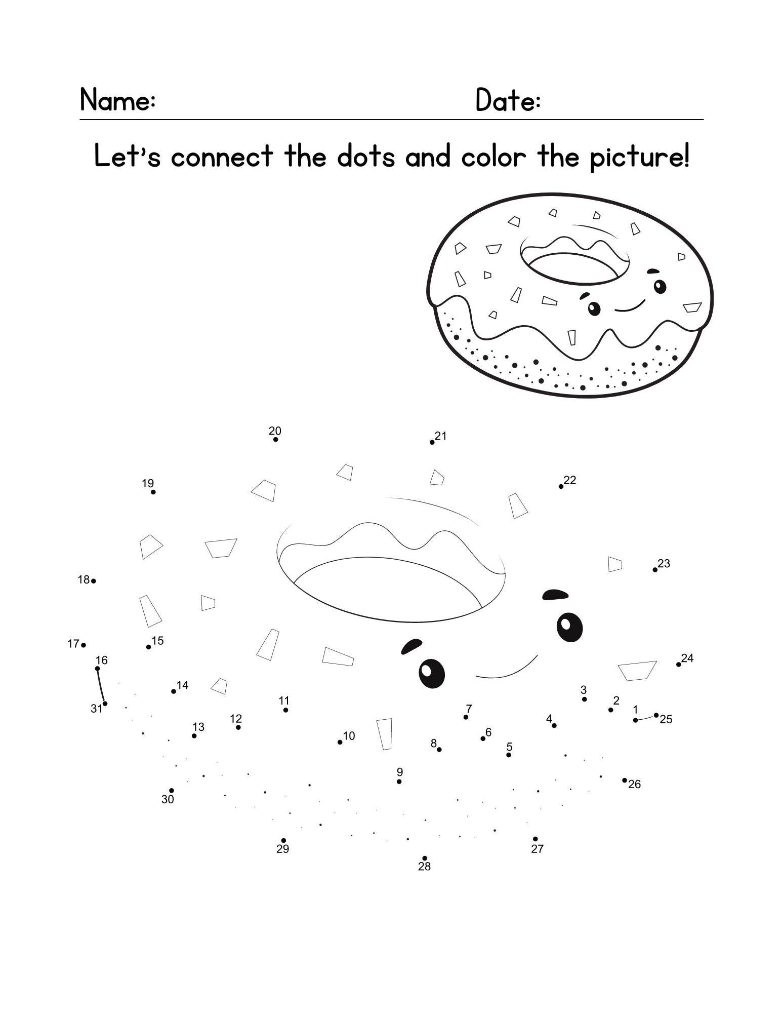 Dot to Dot Worksheet Connect the Dots Printable Pages, Preschool ...