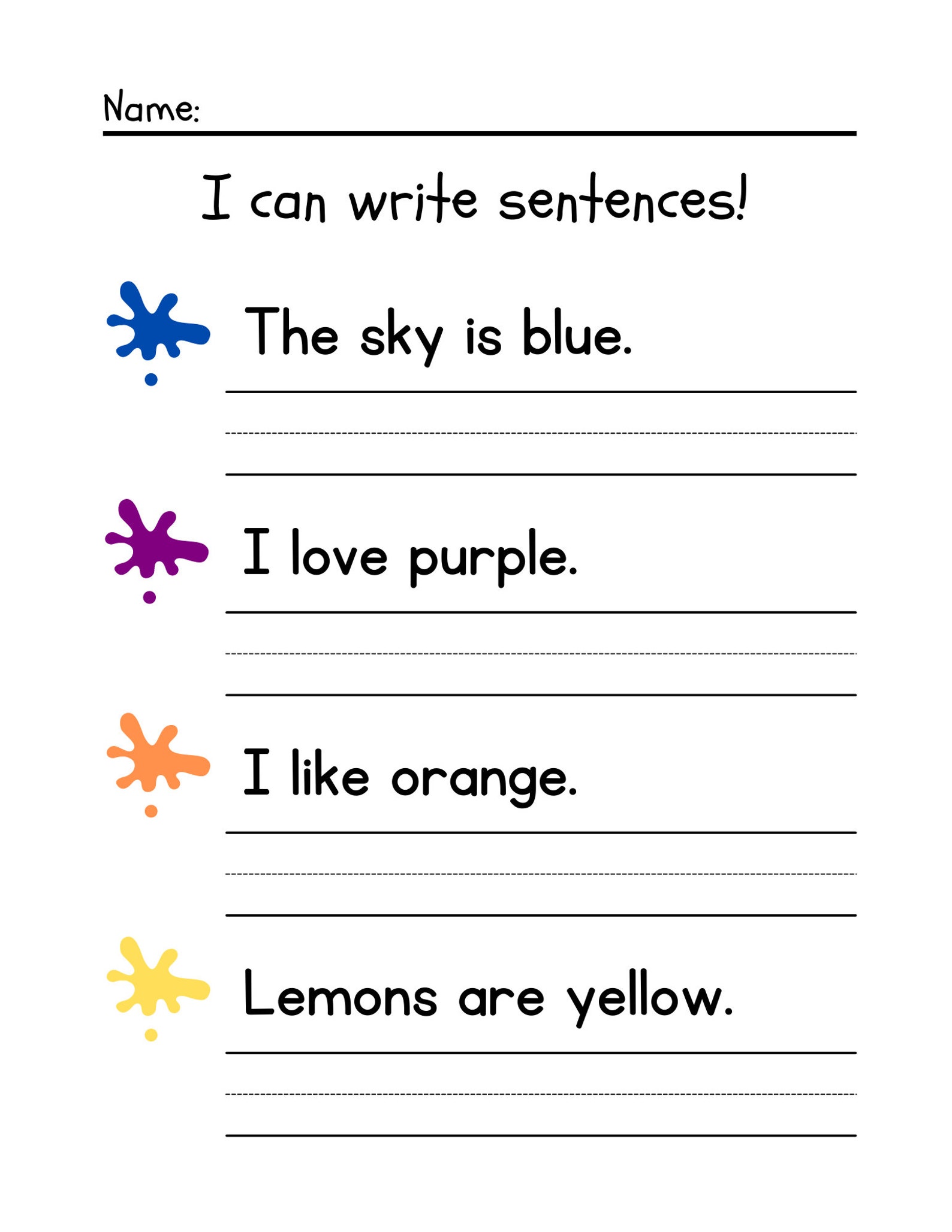 Sentence Writing Practice Worksheets, Printable Writing English ...