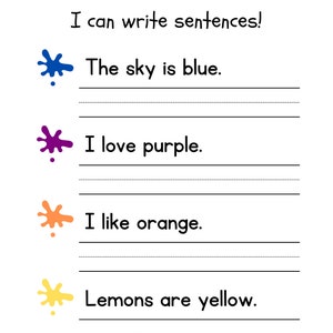Sentence Writing Practice Worksheets, Printable Writing English ...
