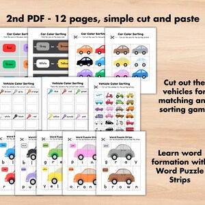Toddler Busy Book Printable, Colour Sorting Matching Game, Car Color ...