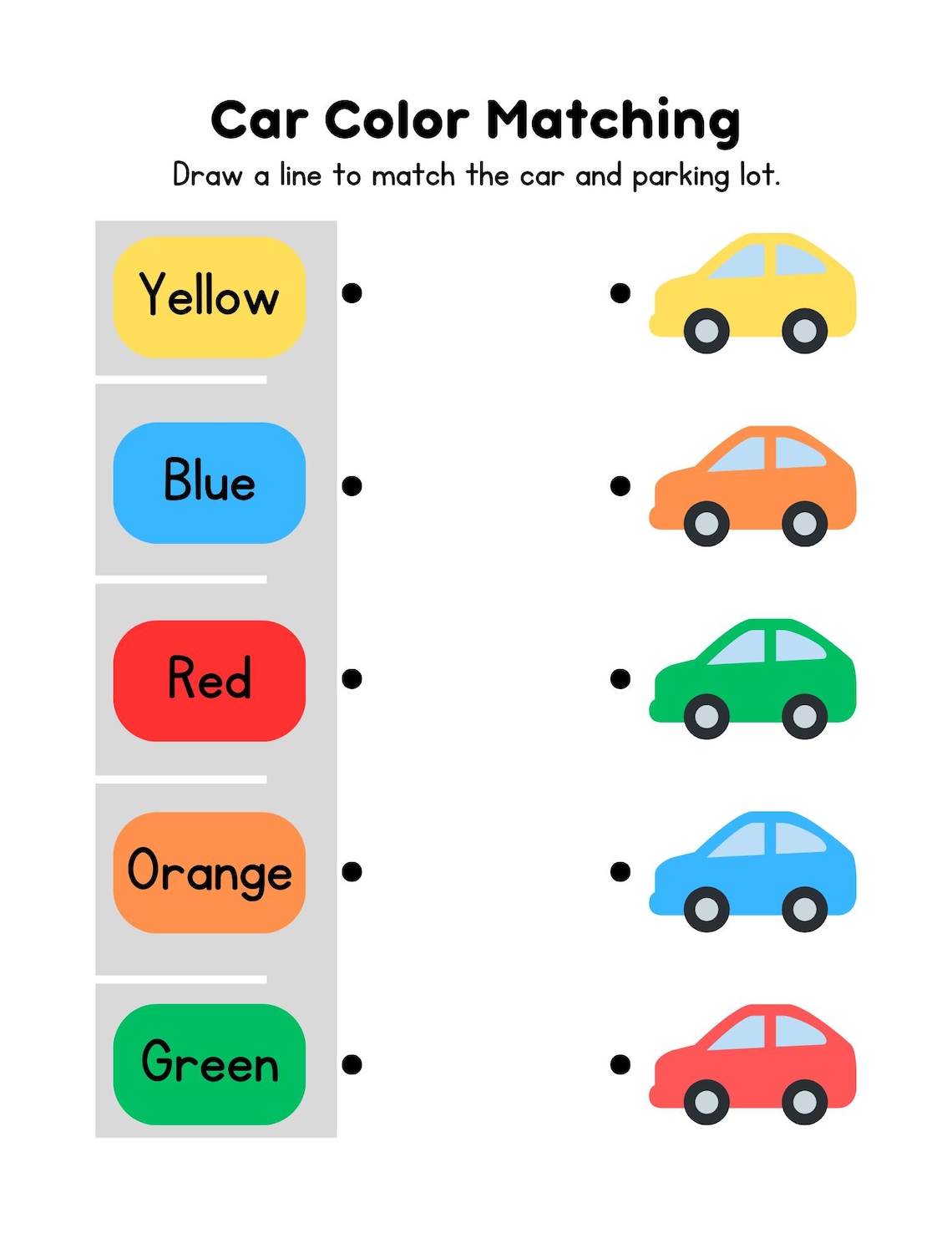 Car Color Learning Bundle, Colour Sorting Matching Game, Color Matching ...