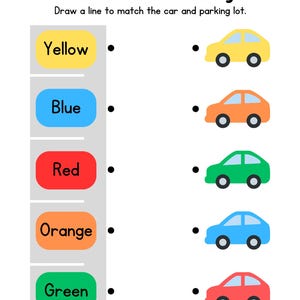 Car Color Learning Bundle, Colour Sorting Matching Game, Color Matching ...