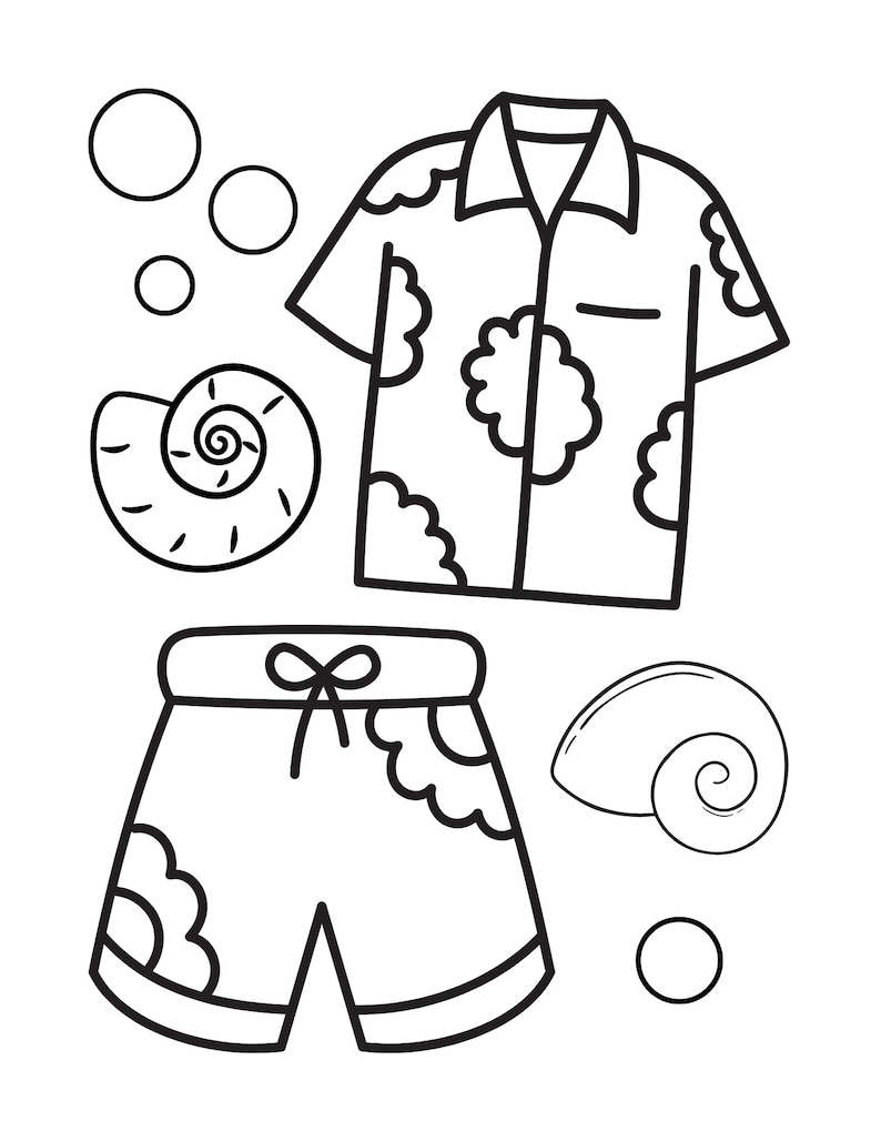 Summer Coloring Jumbo Pages for Kids, Printable Toddlers Kawaii ...