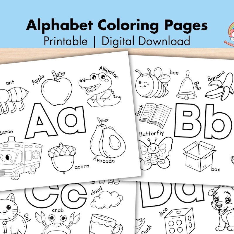 Kids Alphabet Coloring Sheet - Etsy UK
