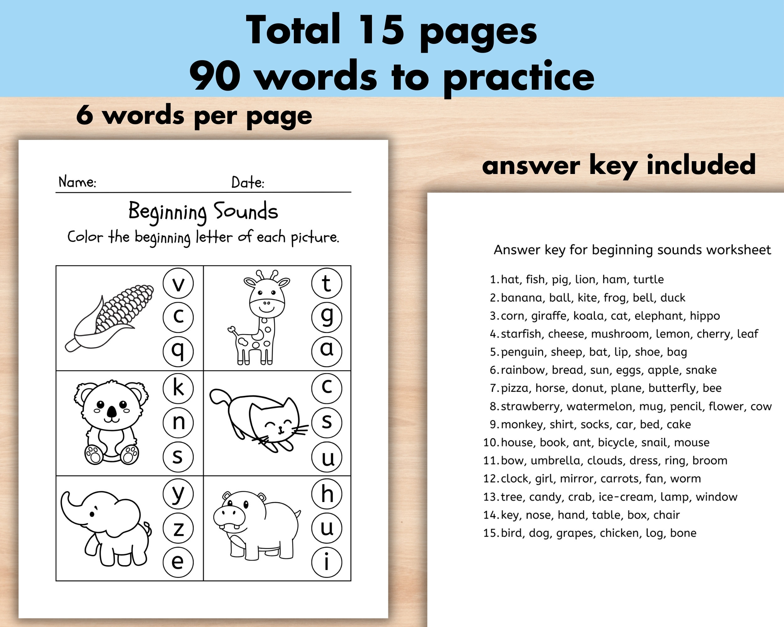 Beginning Sounds Printable Worksheets, Letter Sounds Worksheet, 1st-3rd ...