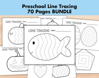 10 Preschool Line Tracing Worksheets Bundle, Line Trace Page Printable ...