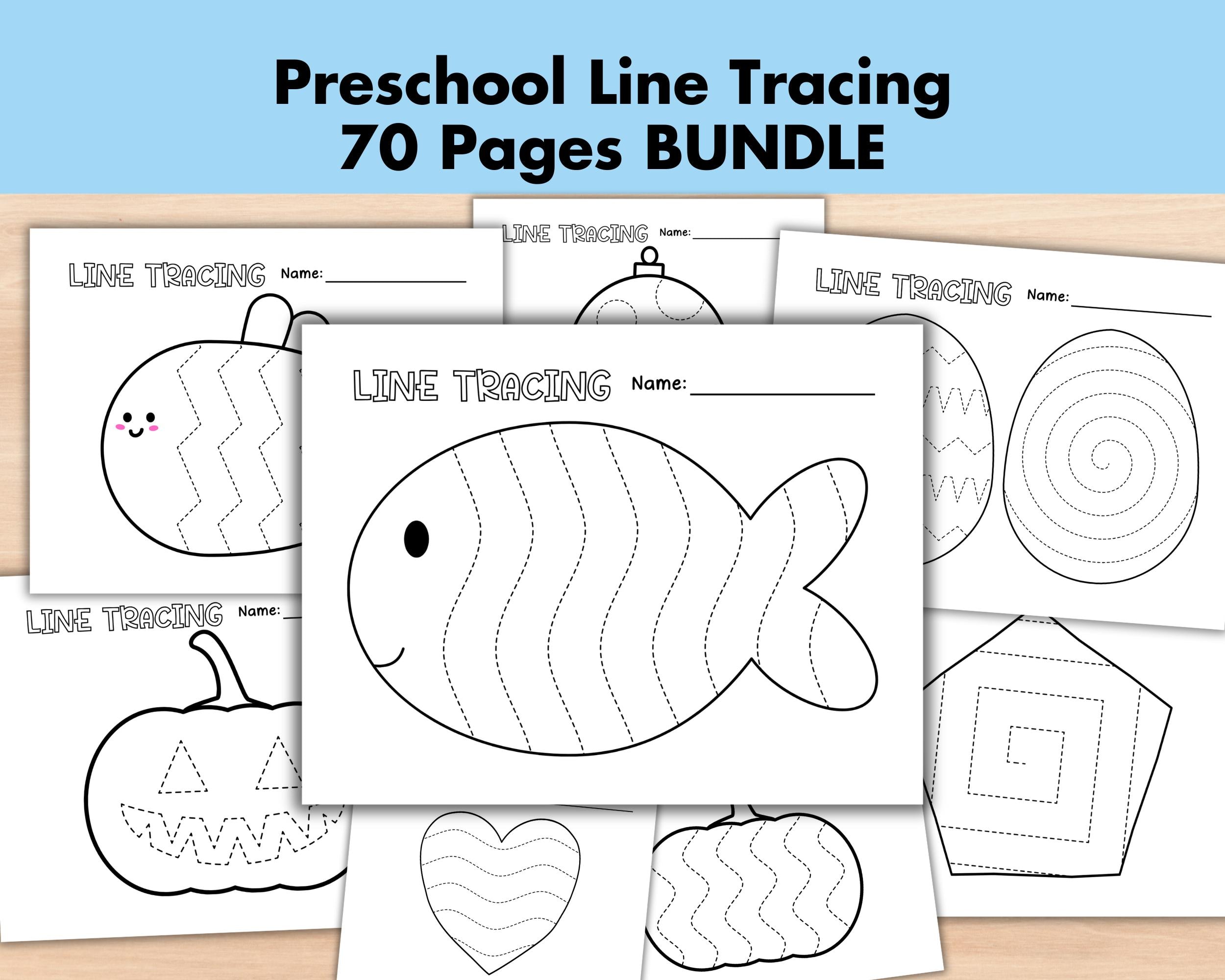 70 Preschool Line Tracing Worksheet Bundle, Line Trace Page Printable ...