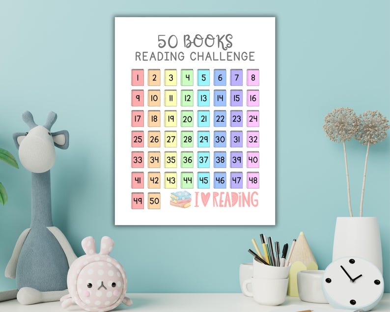 Printable Reading Challenge Chart Rainbow, Kids Book Tracker Bookmarks ...