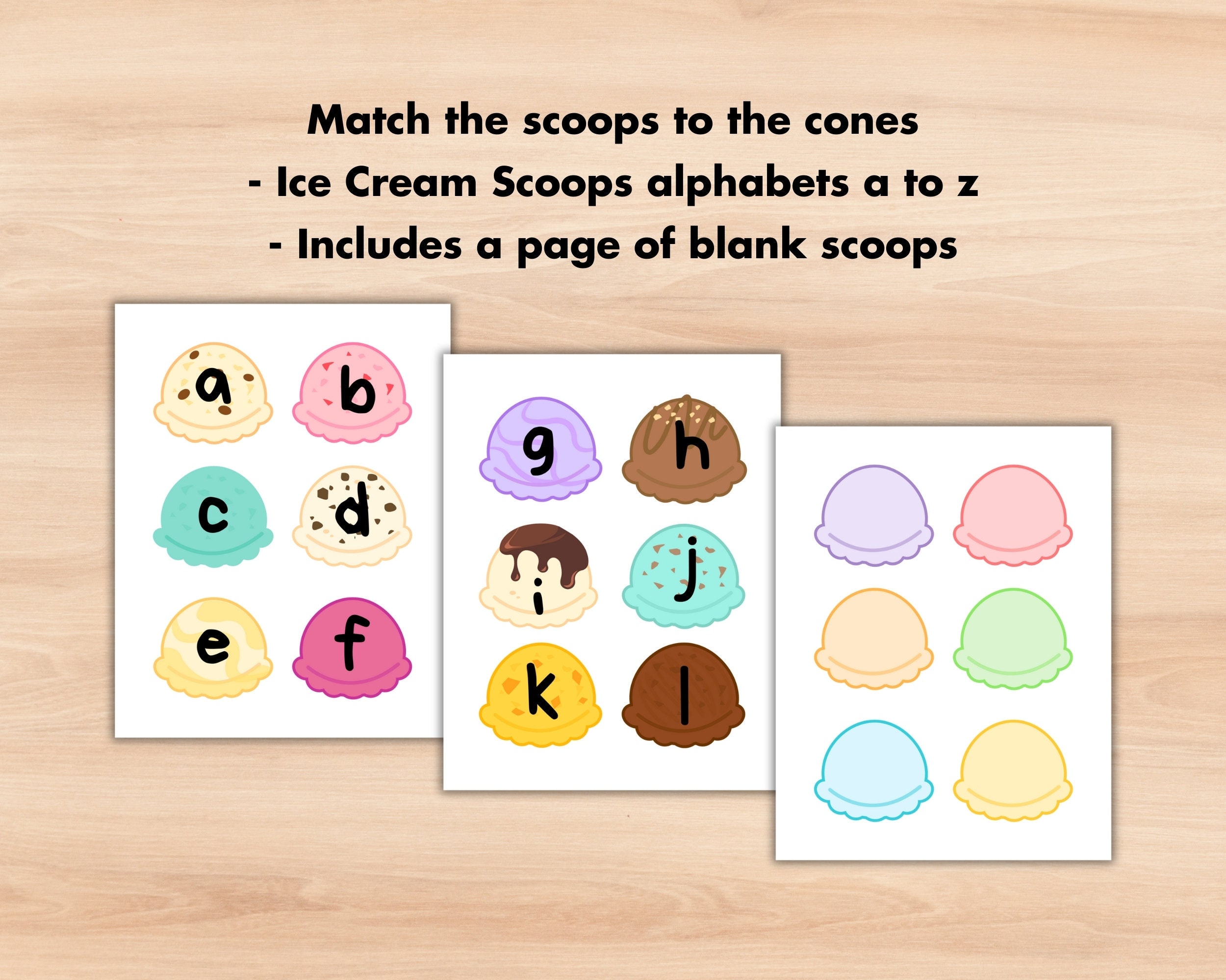 Matching ABC Ice Cream Game, Match the Alphabets, Printable ...