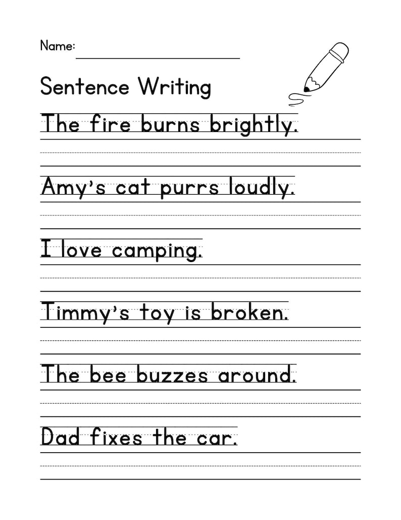 180 Write the Sentence Worksheets, Printable Sentences Writing Practice ...