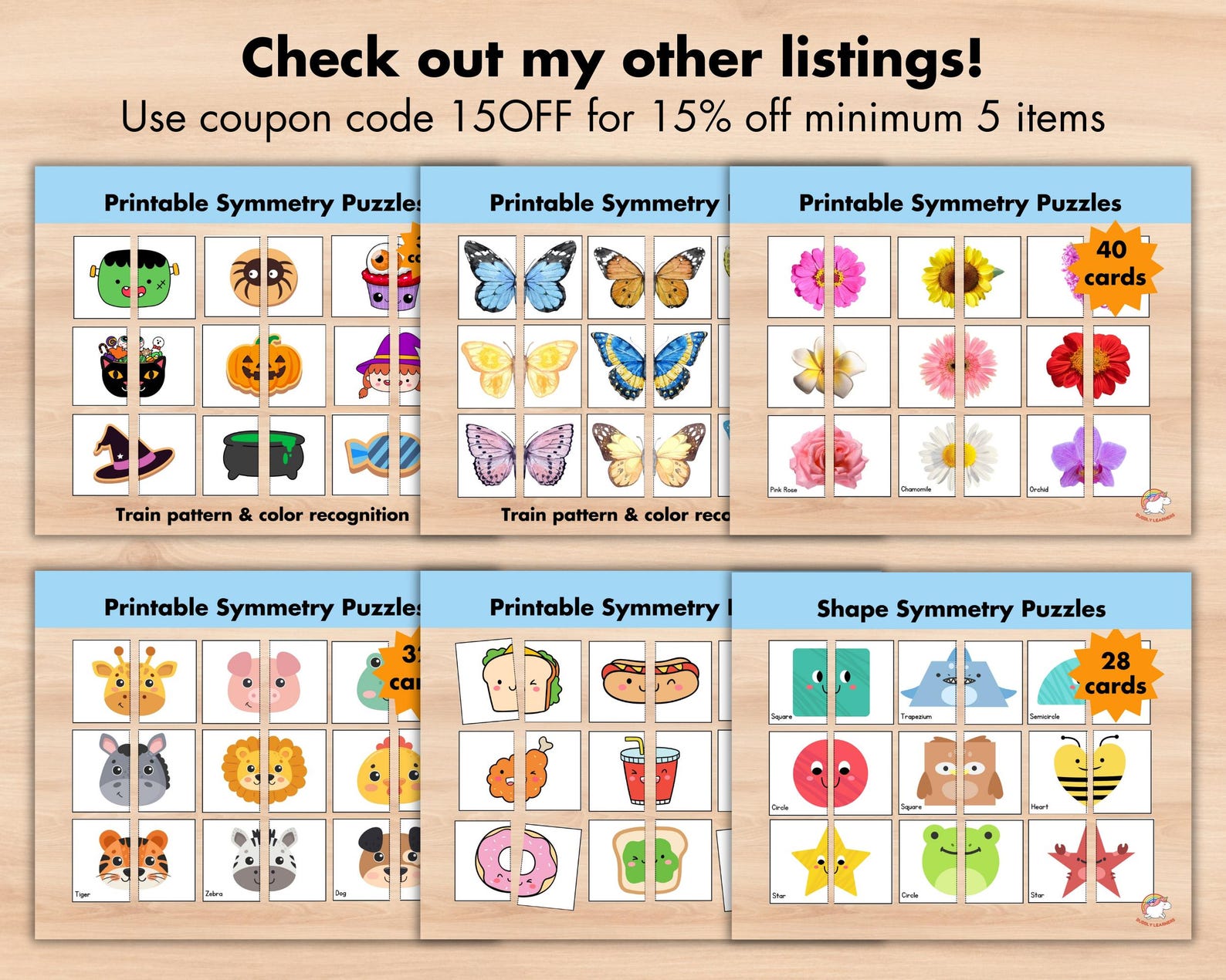 40 Real Flowers Matching Game for Kids, Symmetry Puzzle,match Picture ...