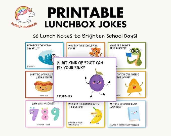 Lunchbox Jokes Printable, Funny Lunch Notes for Kids, School Jokes ...