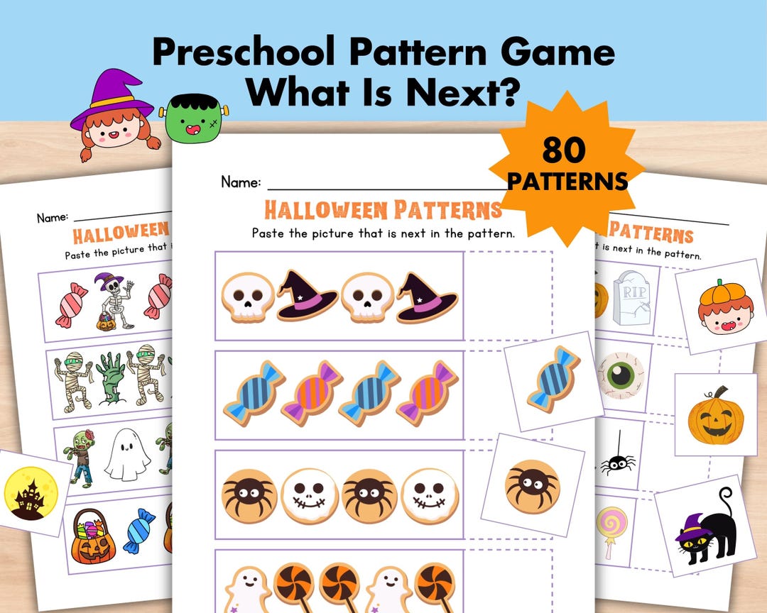 Pattern Worksheets, What Comes Next Game, Halloween Printable Busy Book ...