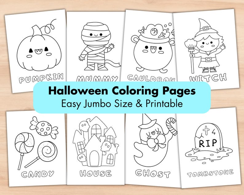 30 Jumbo Halloween Coloring Pages, Kids Halloween Coloring Sheets ...