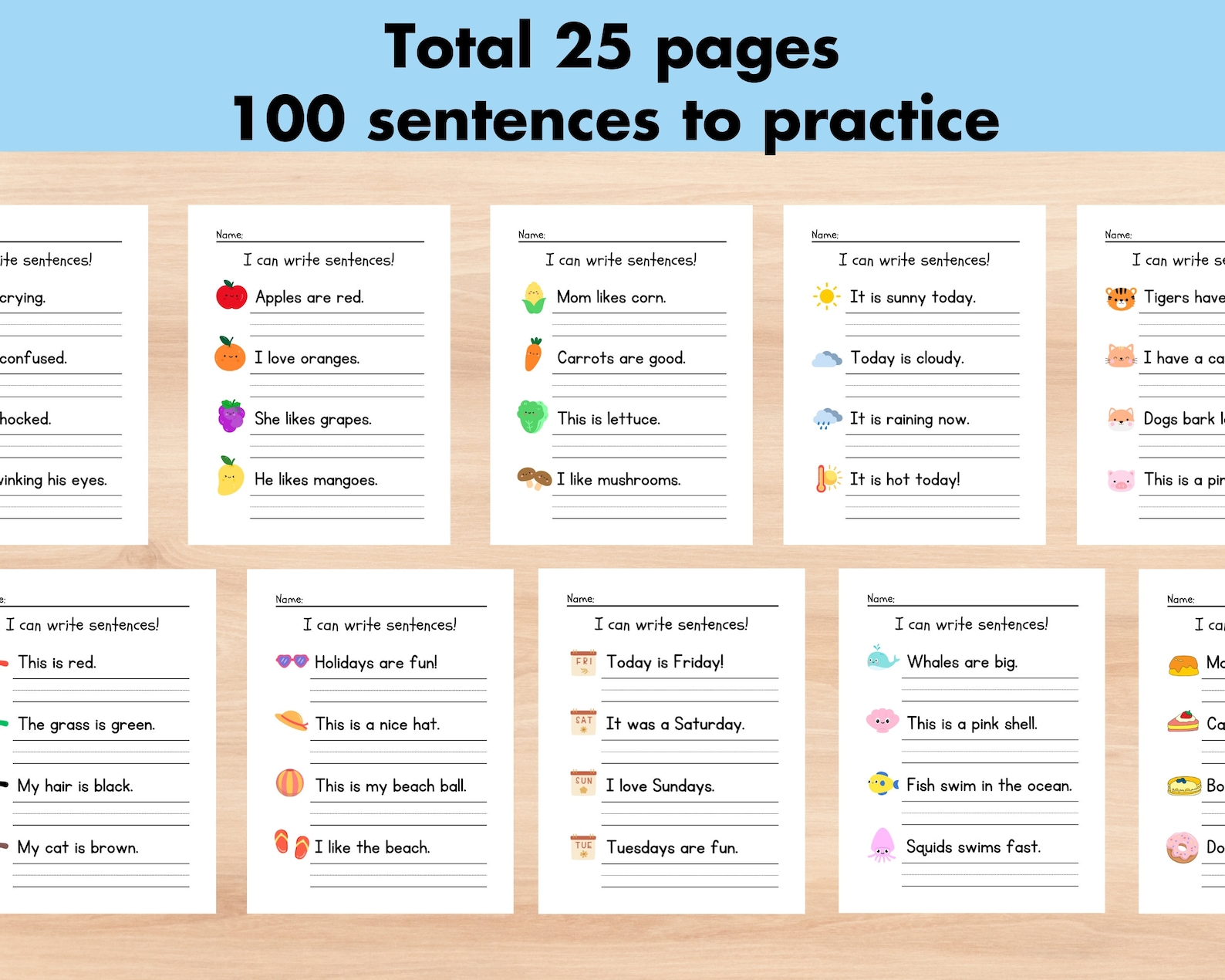 Sentence Writing Practice Worksheets, Printable Writing English ...