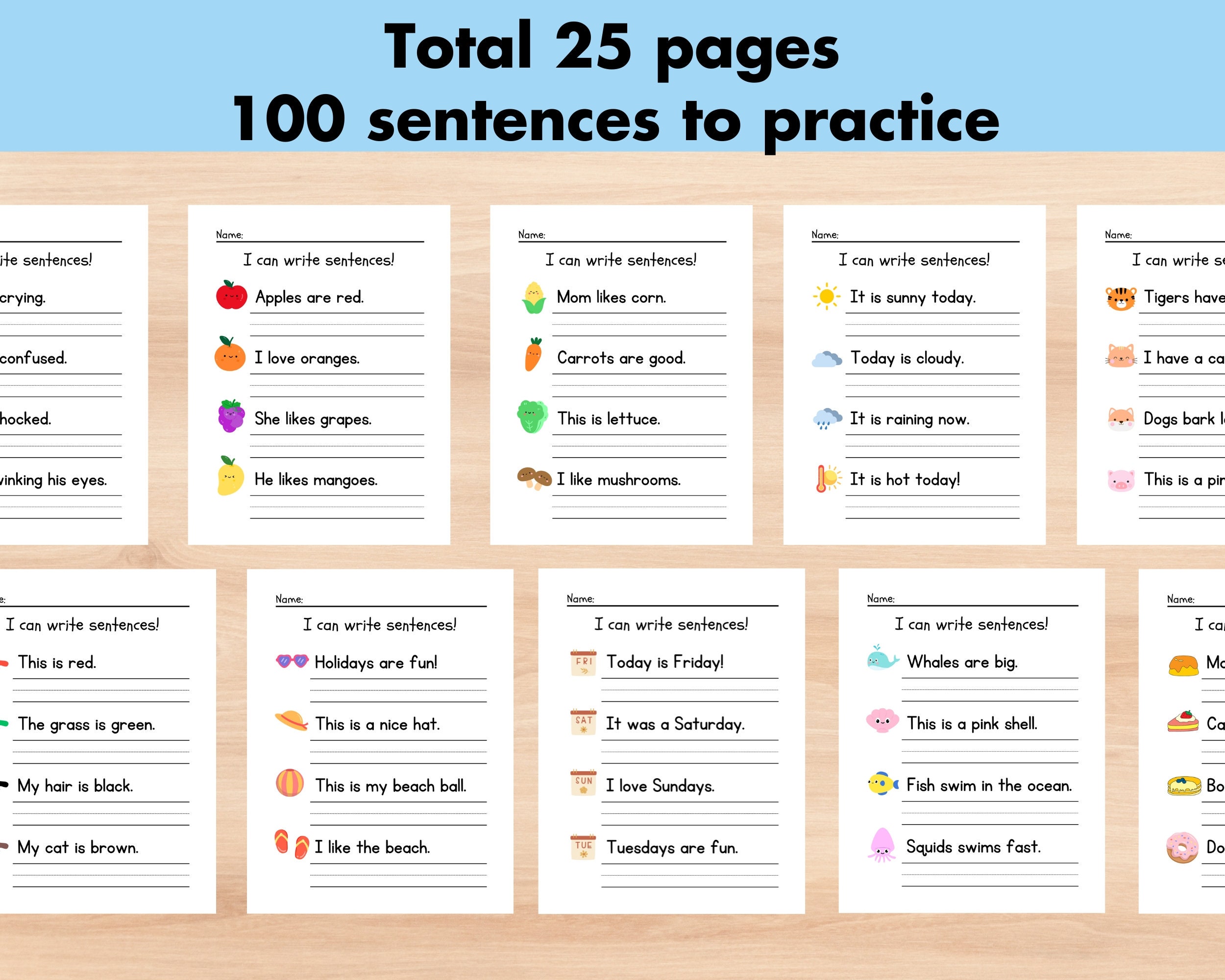 Hojas De Trabajo Para Practicar La Escritura De Oraciones Papel Para