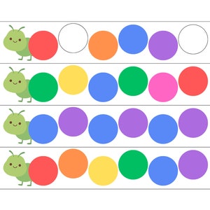 60 Printable Pom Pom Pattern Activity Card, Kindergarten Preschool ...