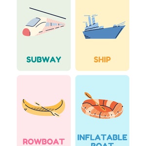 24 Vehicles Flashcards, Printable Montessori Flash Cards,pre-school ...