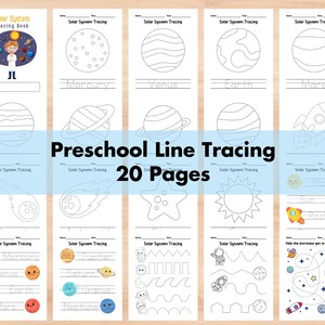 Solar System Tracing Bundle, Planet Name Line Trace Page Printable ...
