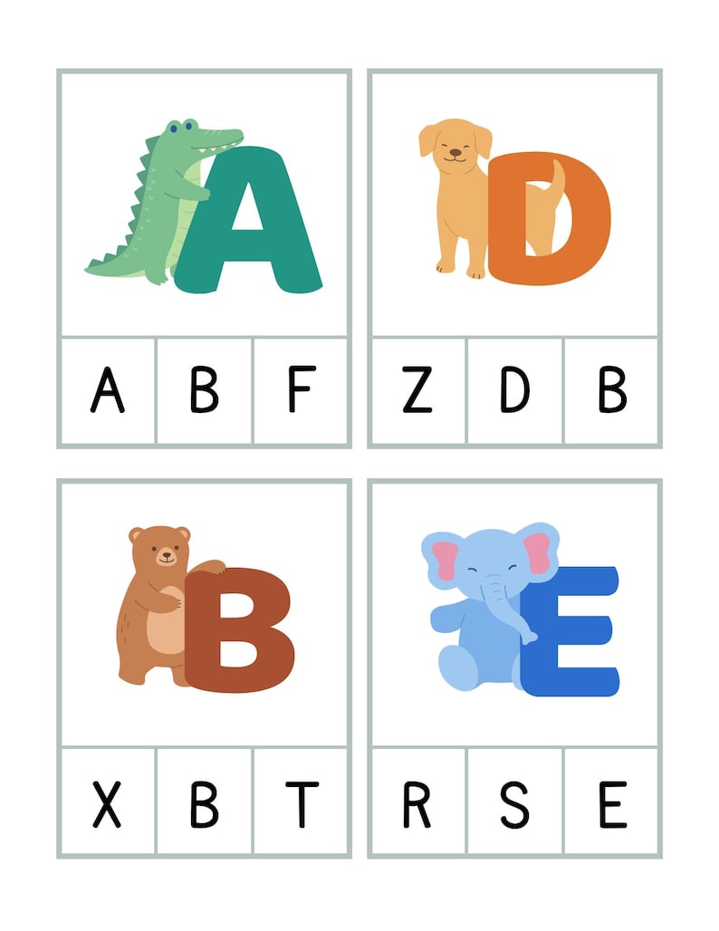 Alphabet Clip Cards, Uppercase A to Z, Preschool Alphabet Activities ...