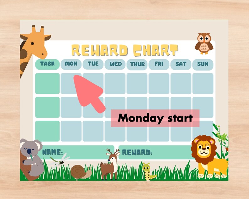 Animal Reward Chart Toddler, Zoo Potty Training, Printable Sticker ...
