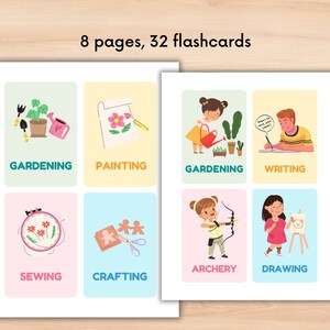 32 Hobby Flashcards, Printable Montessori Flash Cards,pre-school Cards ...