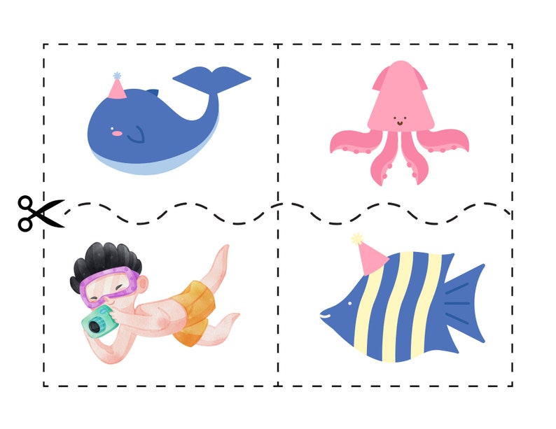 Under the Sea Scissors Cutting Practice Sheets, Printable Ocean Shapes ...