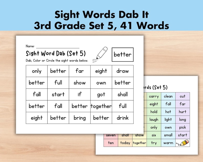 Sight Word Dab It Worksheet, Sight Word Activity, Printable Worksheets ...