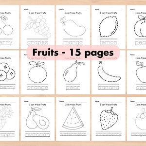 Preschool Fruits Vegetables Tracing Worksheets,trace Pages Printable ...
