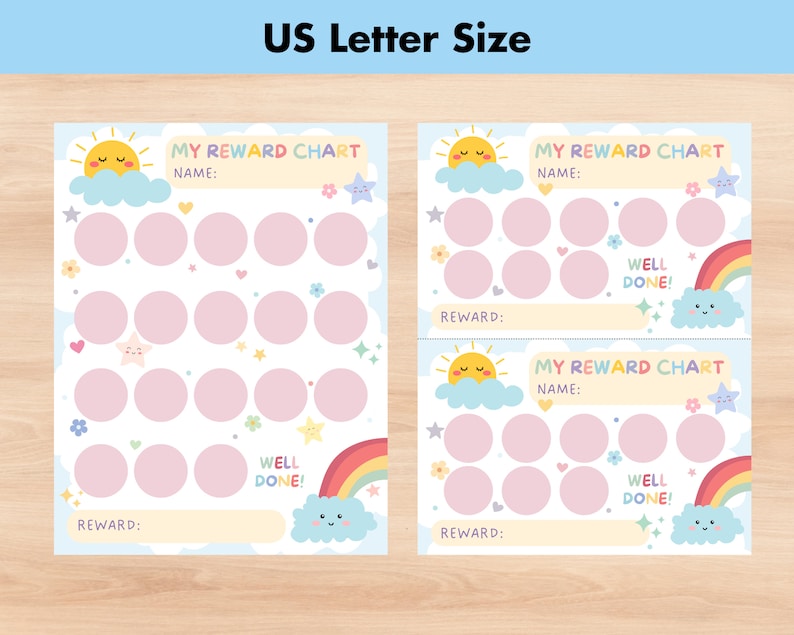 Printable Reward Chart Toddler, Rainbow Reward Chart Mini, Kids Routine ...