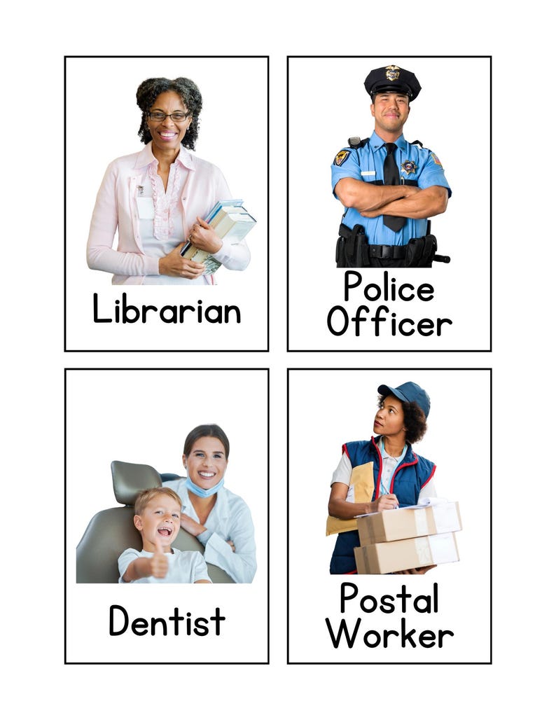 36 Community Helper Flashcards, Preschool Printable Job Occupation ...