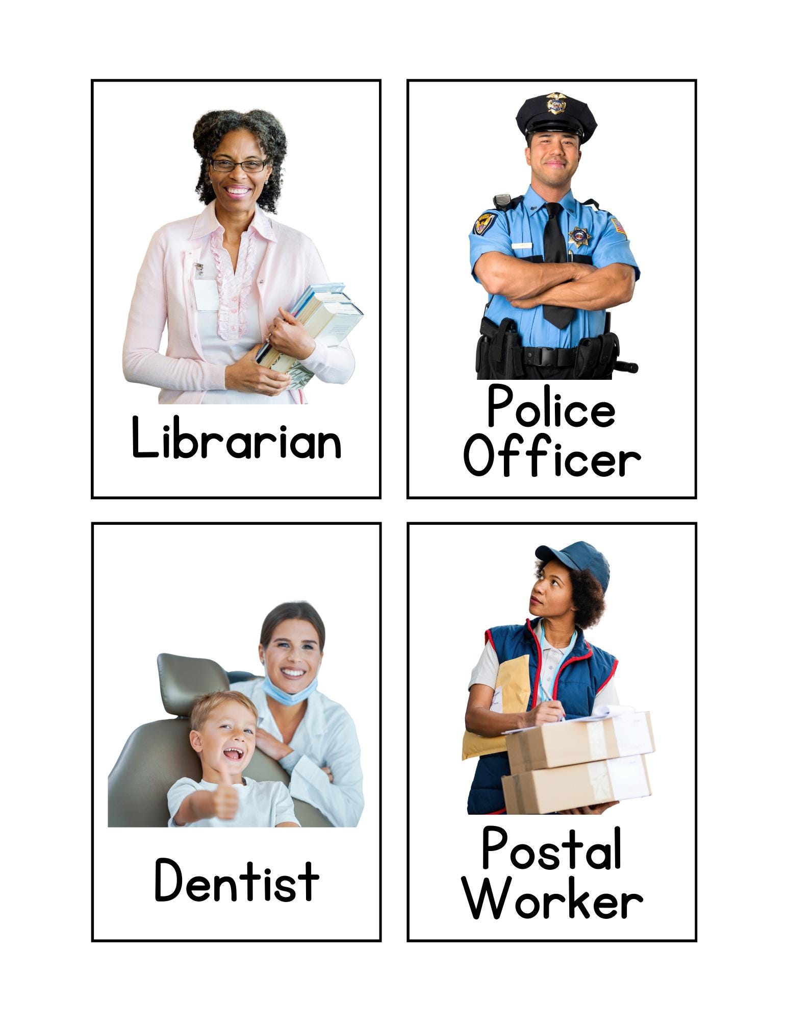 36 Community Helper Flashcards, Preschool Printable Job Occupation ...