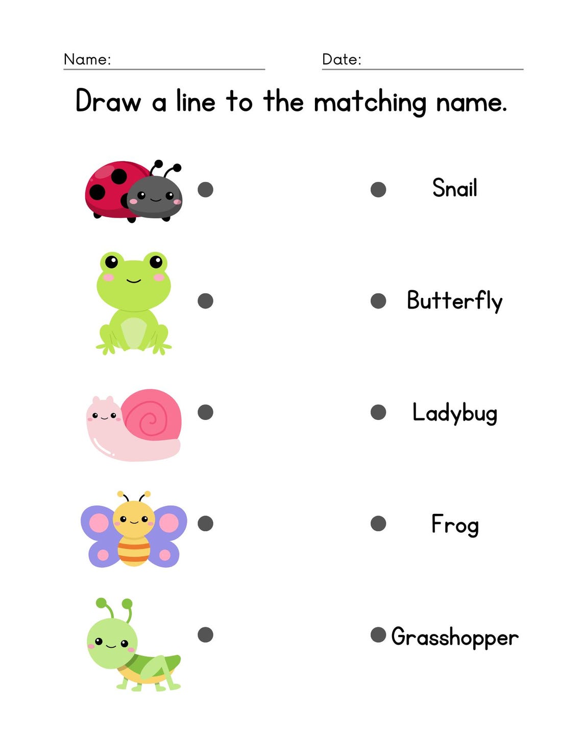 55 Printable Matching Names Worksheets, Match the Picture, Kindergarten ...
