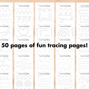 50 Preschool Line Tracing Worksheets Bundle, Line Trace Page Printable ...