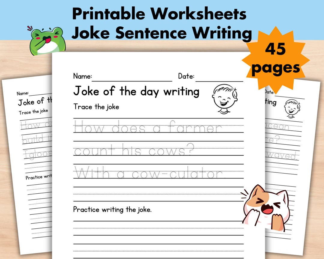 Jokes Write the Sentence Worksheets, Printable Sentences Writing ...