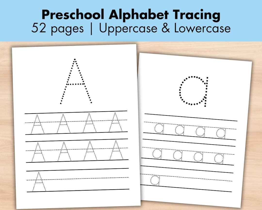 Kindergarten Alphabet Tracing Pages, Uppercase and Lowercase Letters ...