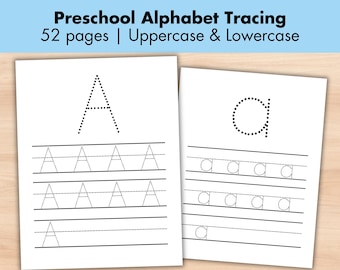 Kindergarten Alphabet Tracing Pages, Uppercase and Lowercase Letters ...