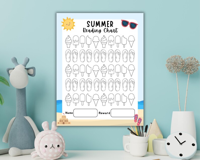 Summer Reading Chart Printable, Summer Reading Log Kids Book Tracker ...