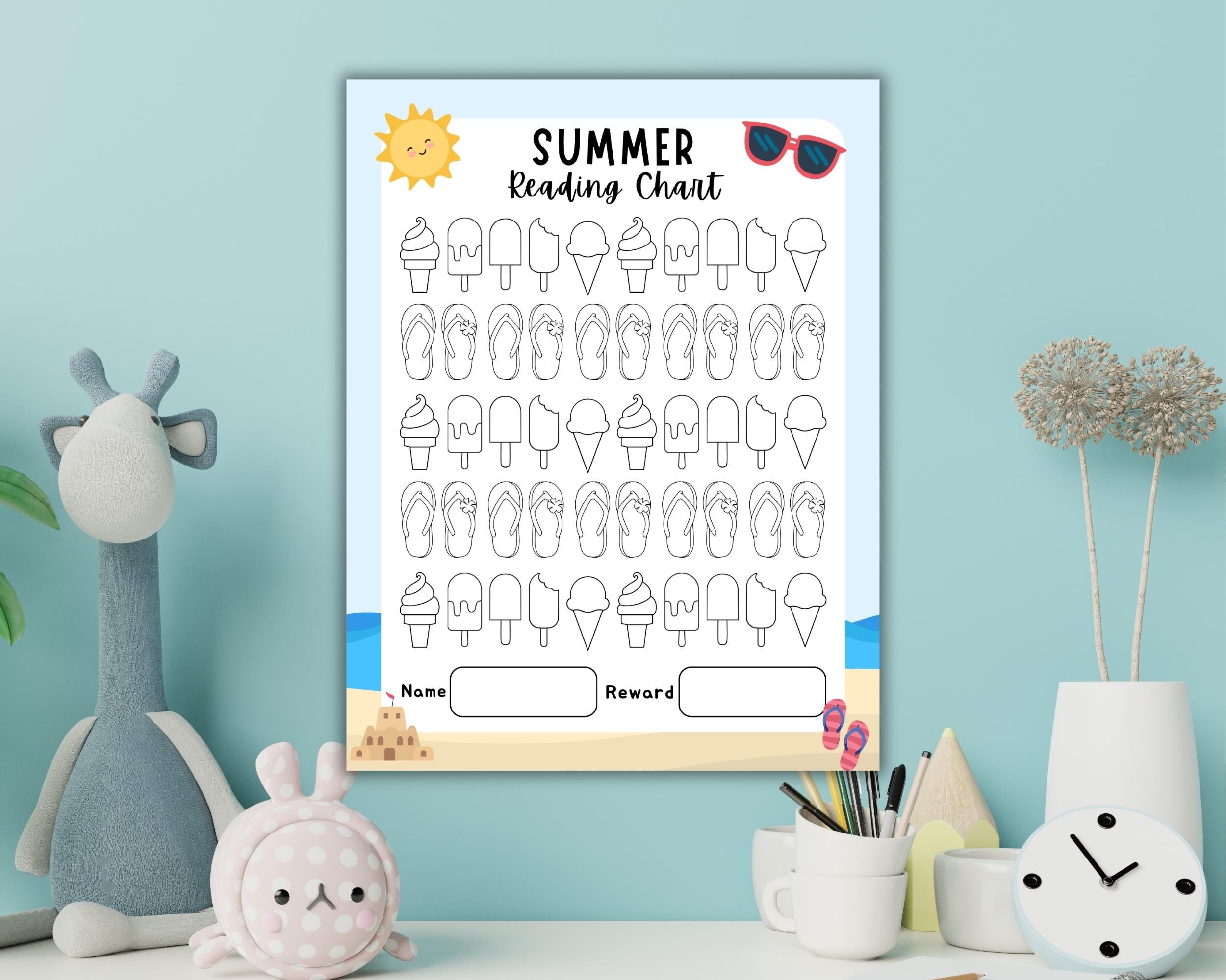 Summer Reading Chart Printable, Summer Reading Log Kids Book Tracker ...