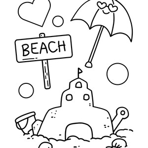 Summer Coloring Jumbo Pages for Kids, Printable Toddlers Kawaii ...