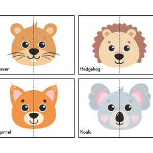 32 Animals Matching Game for Kids, Symmetry Puzzle, Match Picture Card ...