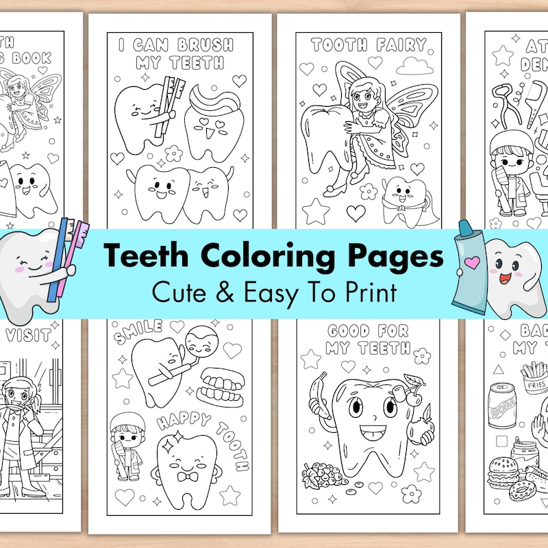 Printable Halloween Dental Coloring Pages - Etsy