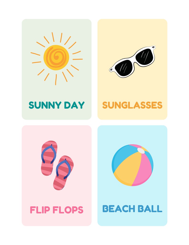 40 Summer Flashcards, Summer Vocabulary Nature Cards, Printable ...